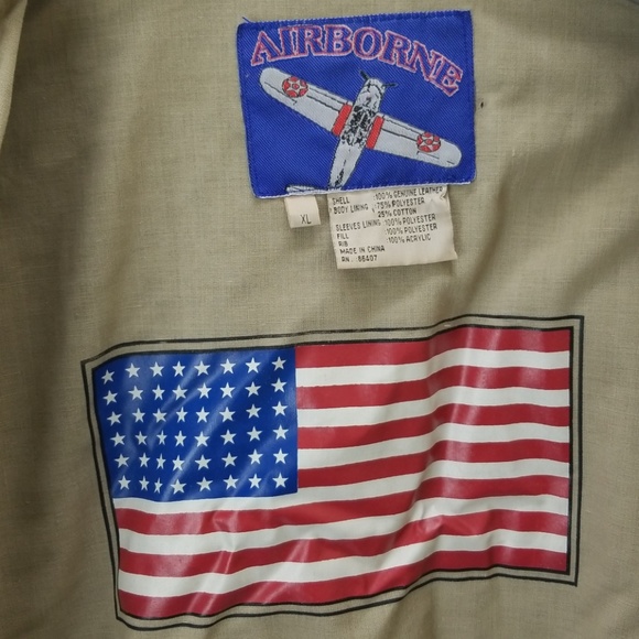 AIRBORNE | Jackets & Coats | Vintage Airborne Mens Leather Jacket ...